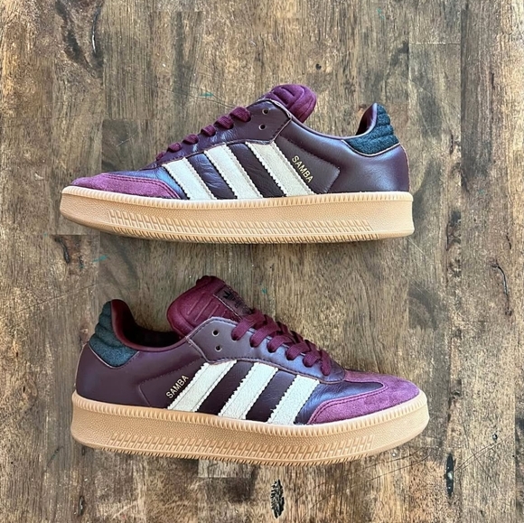 adidas | Shoes | Adidas Samba Xlg Maroon Red Burgundy Leather Plum ...